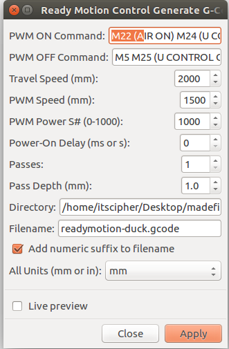 G Code Generator Software - Ready Motion Control